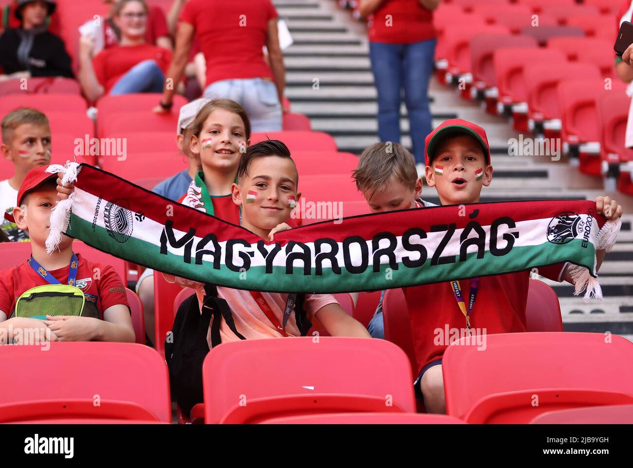 Hungary fans in the stands before the UEFA Nations League match at the ...