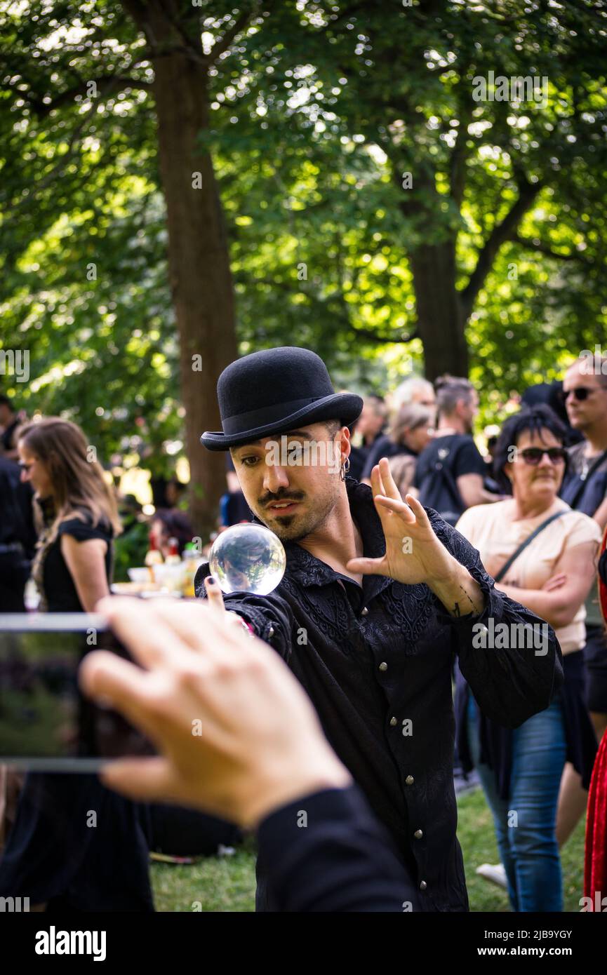 June 3, 2022, Leipzig, Saxony, Germany: Fans of goth culture meet up ...