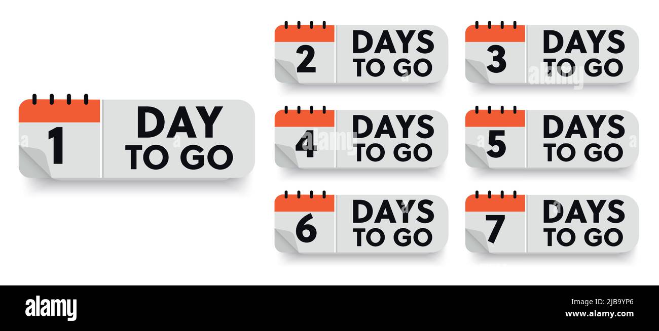 Countdown badges. Number of days left to go, from 1 to 7. Countdown ...
