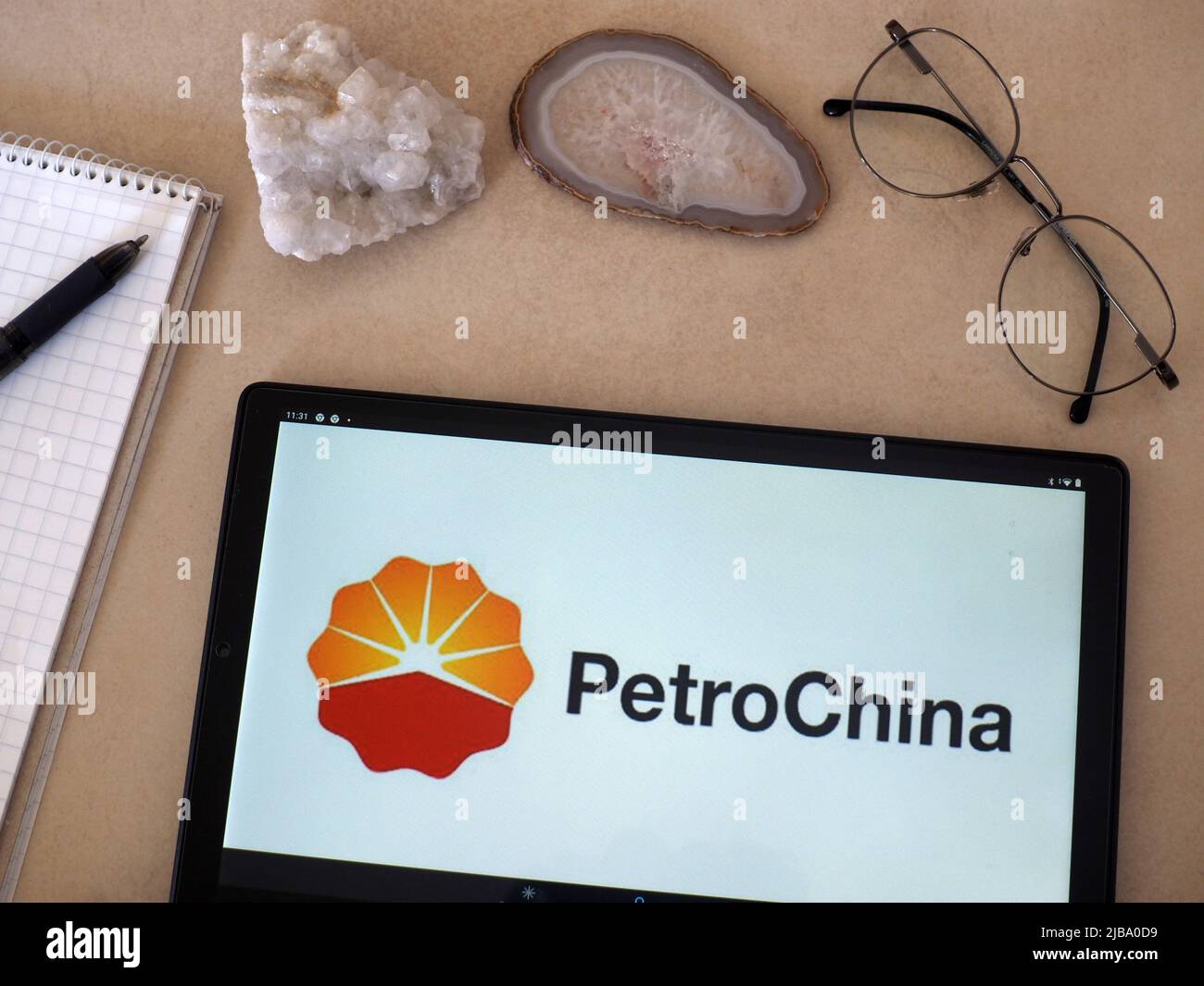 In this photo illustration PetroChina Company Limited logo seen ...