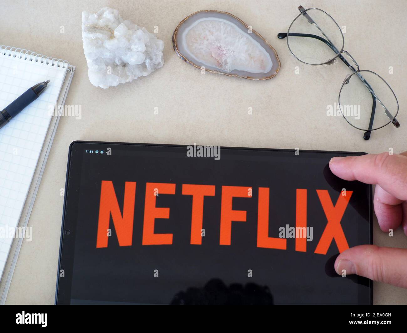 In this photo illustration Netflix, Inc. logo seen displayed on a ...