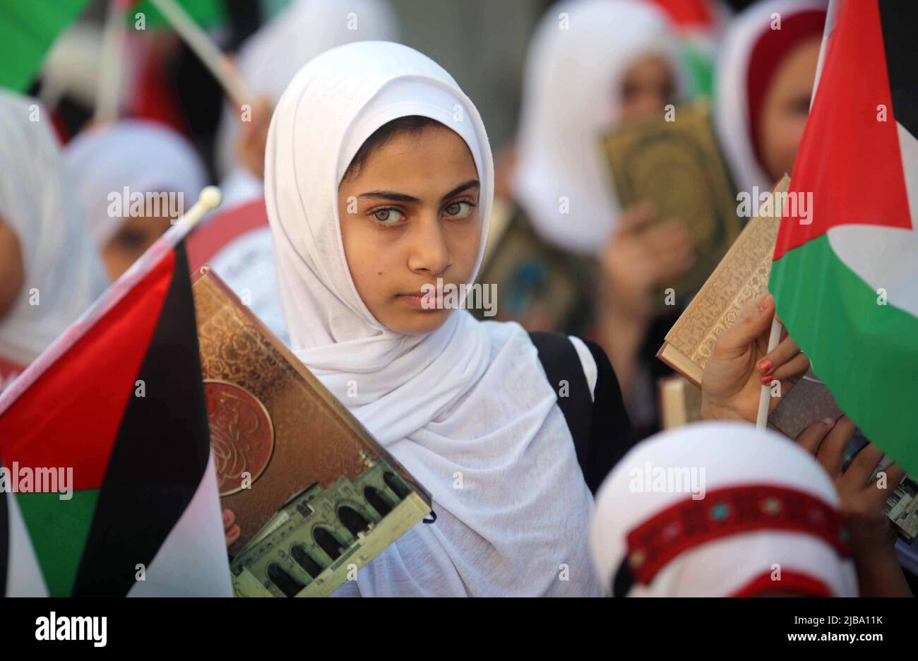 June 3, 2022, Gaza City, The Gaza Strip, Palestine: Palestinian girls ...