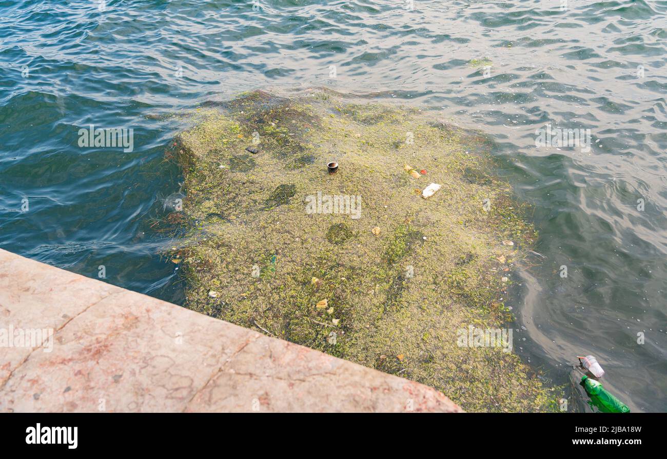 Pollution floating in the form of a pile of garbage in the ...