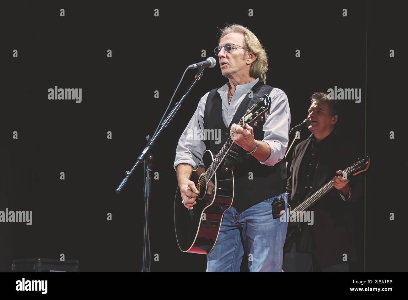 Dewey Bunnell of America Rock band performs live on stage at Auditorium ...