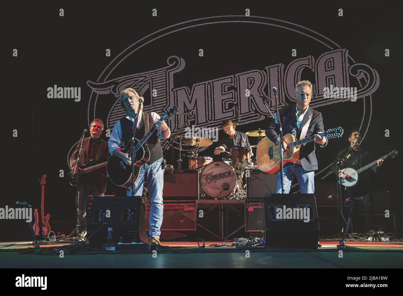 Gerry Beckley and Dewey Bunnell of America Rock band perform live on ...