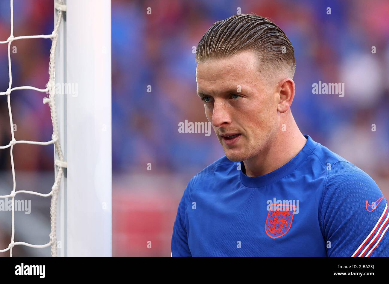 England goalkeeper Jordan Pickford warming up before the UEFA Nations ...