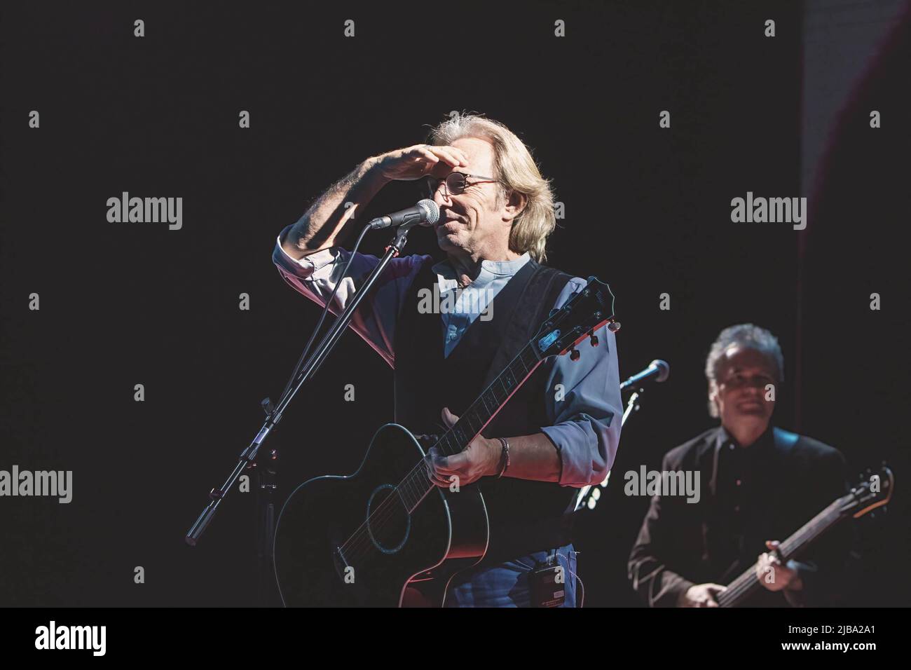 Dewey Bunnell of America Rock band performs live on stage at Auditorium ...