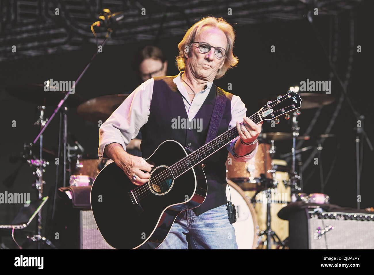 Dewey Bunnell of America Rock band performs live on stage at Auditorium ...