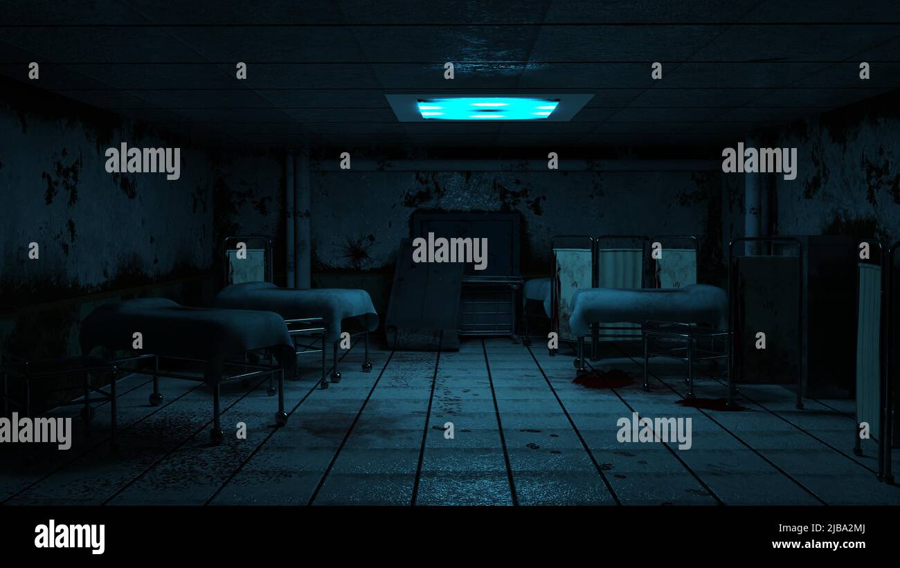 3d-illustration of an empty and scary hospital room Stock Photo - Alamy