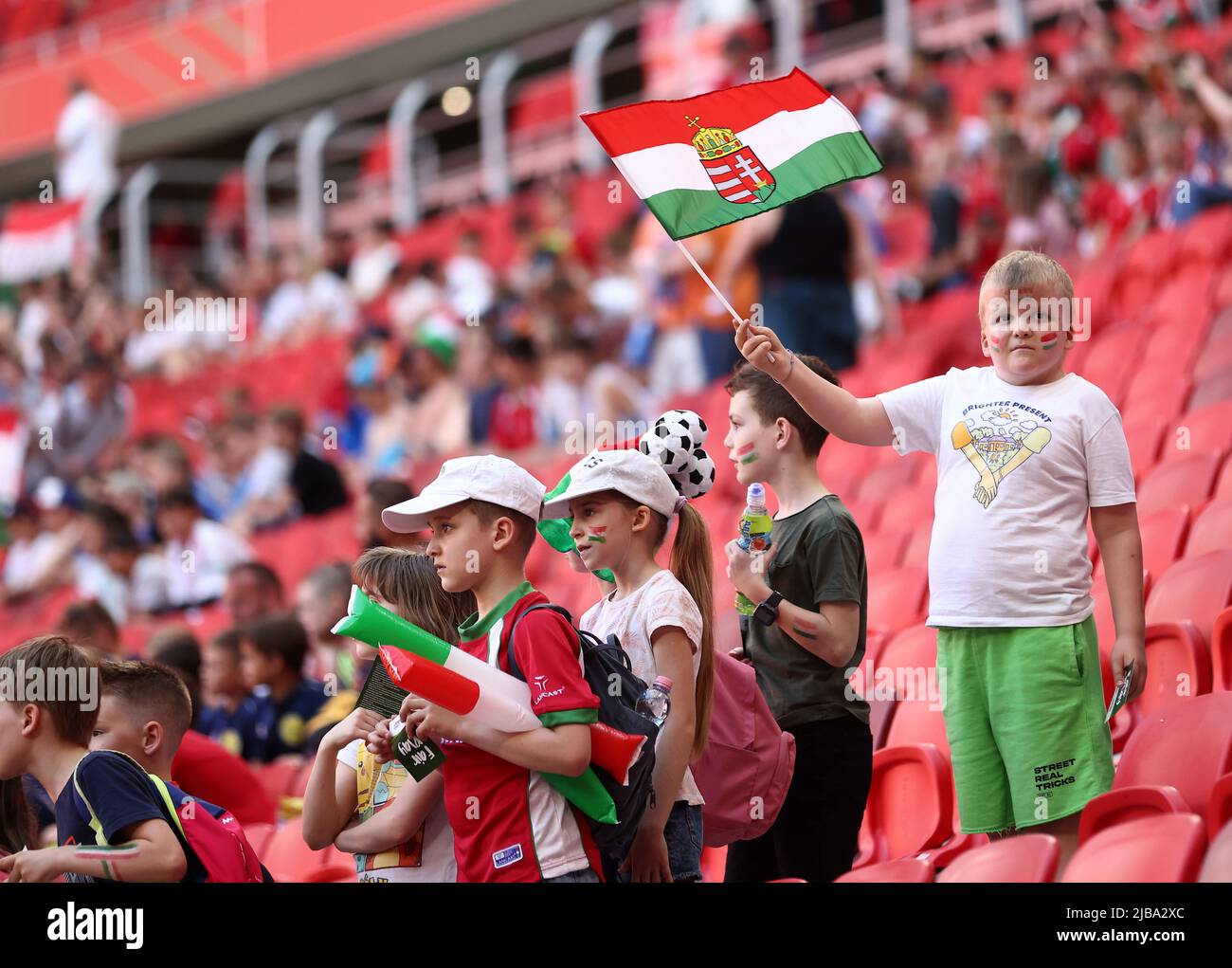 Hungary fans in the stands before the UEFA Nations League match at the ...