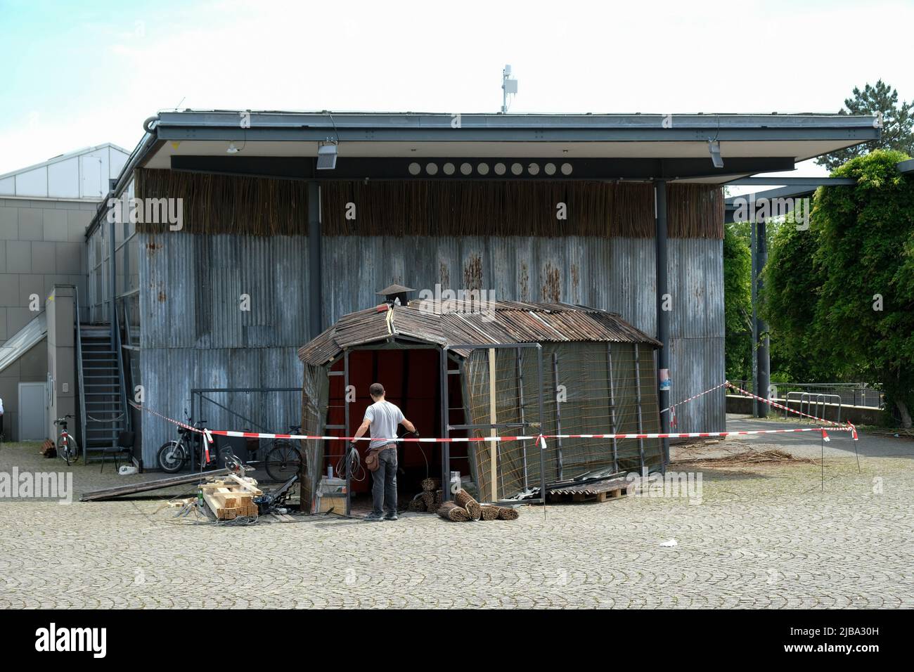 Kassel, Germany. 03rd June, 2022. A man works on the reconstruction of ...