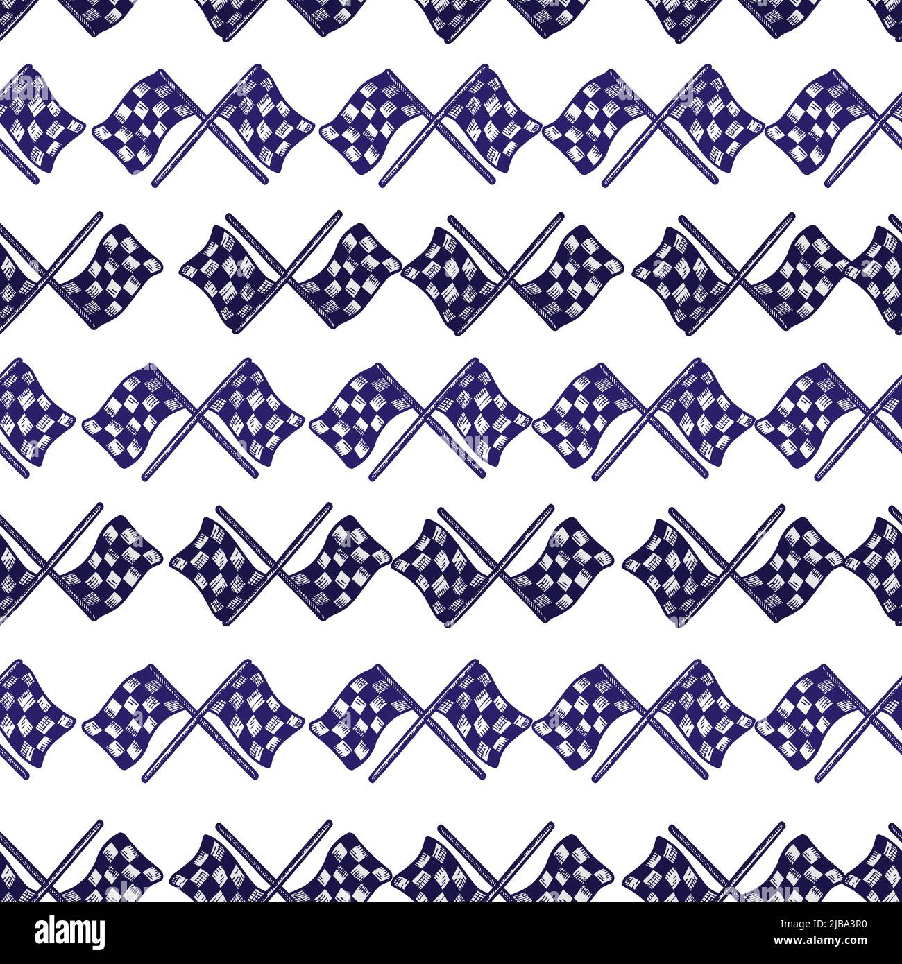 Race flag seamless pattern engraving. Vintage sport background in hand ...