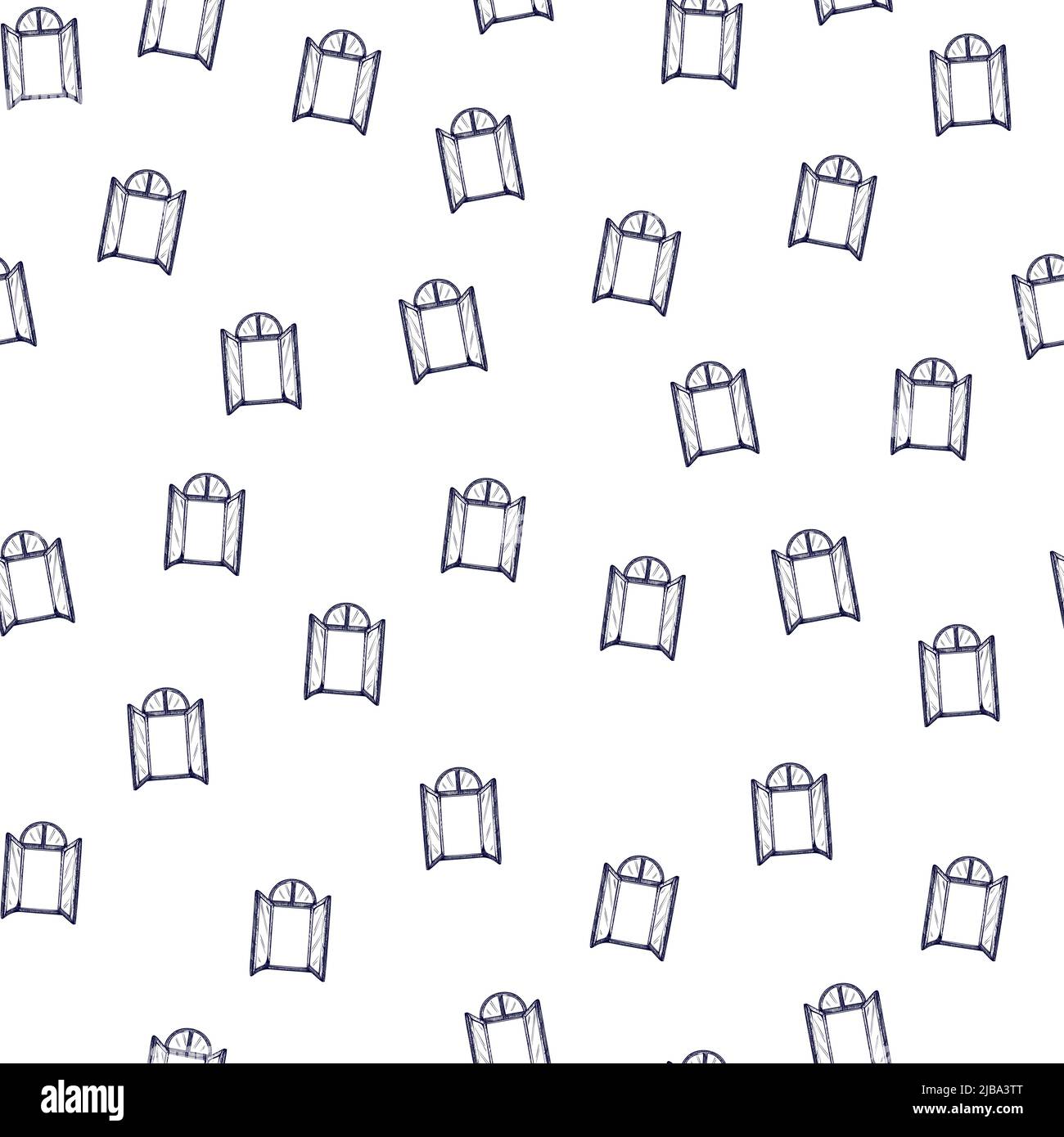 Seamless pattern of retro arch windows engraving. Vintage background ...