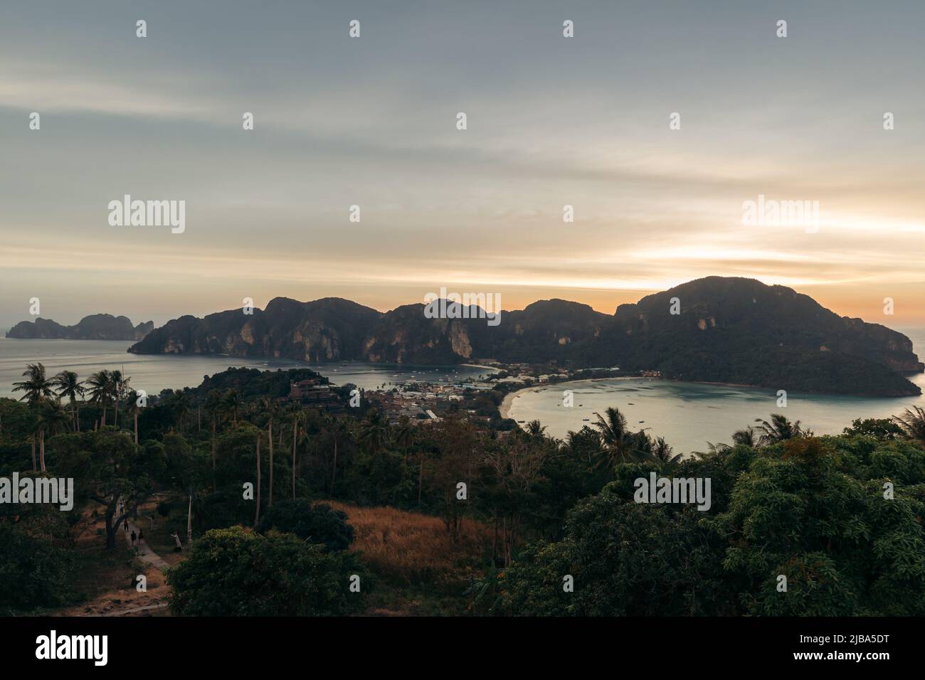 Panoramic view of Koh Phi Phi Don island from Viewpoint 2 at sunset Stock Photo - Alamy
