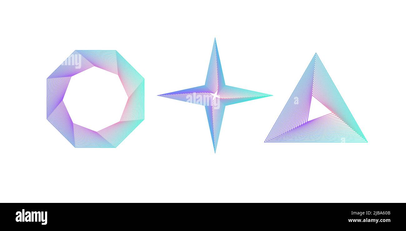Set of geometric abstract line shapes. Blend vector elements Stock ...