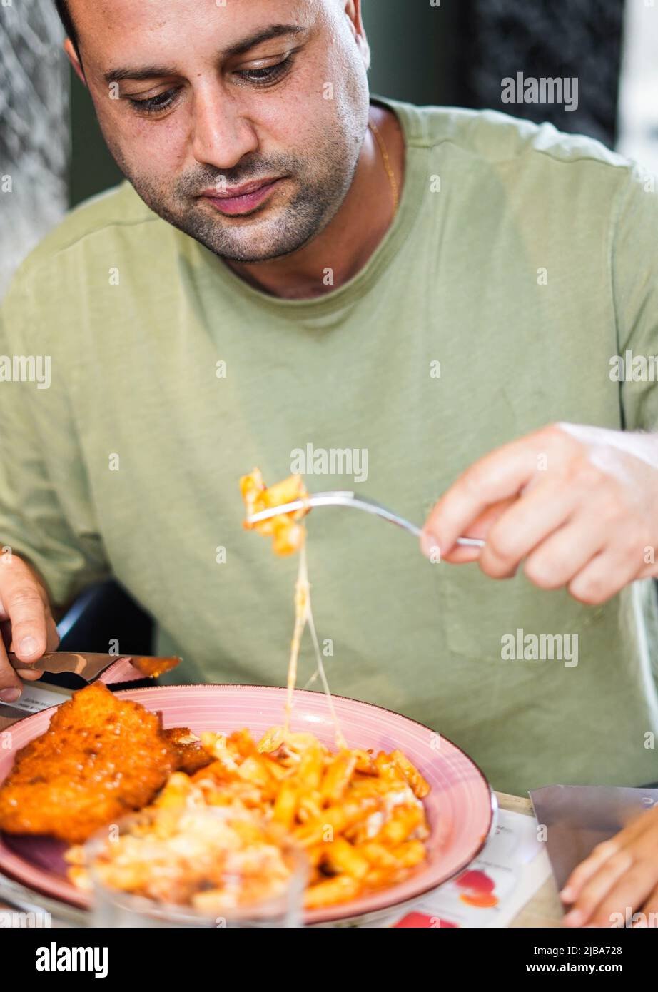 Man pasta meat not woman not child hi-res stock photography and images ...