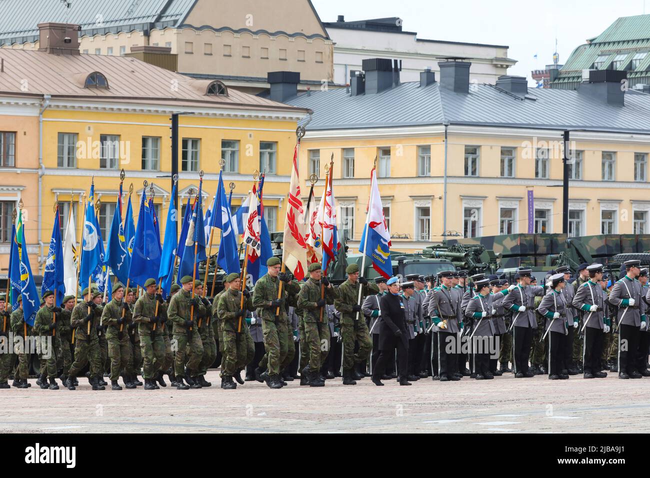 Helsinki, Finland. 04th June, 2022. Representatives of various troops ...