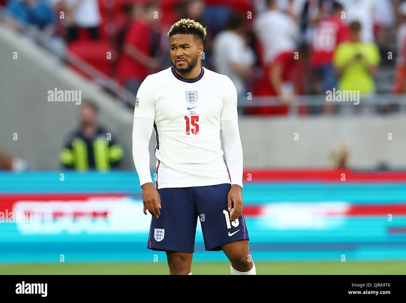 Budapest, Hungary, 4th June 2022. Dejected Reece James of England after ...