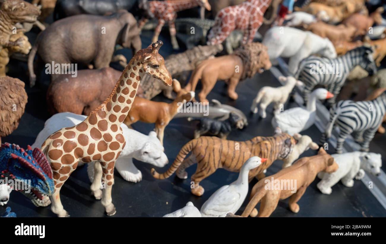 Various plastic toys (animals) at the flea market in Hanover (No. 13 ...