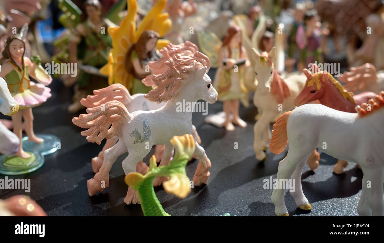 Plastic toys at the flea market in Hanover (No. 16 Stock Photo - Alamy