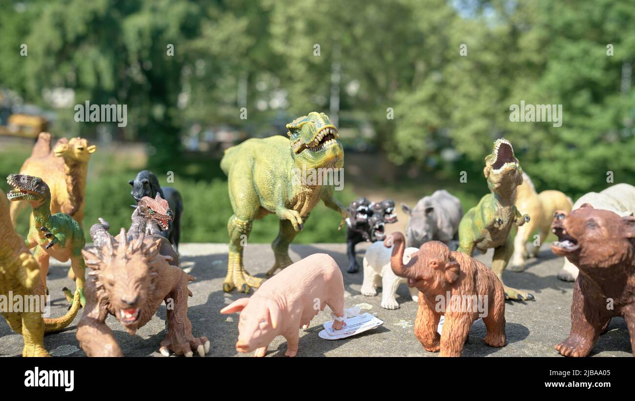 Plastic toys at the flea market in Hanover (No.17 Stock Photo - Alamy