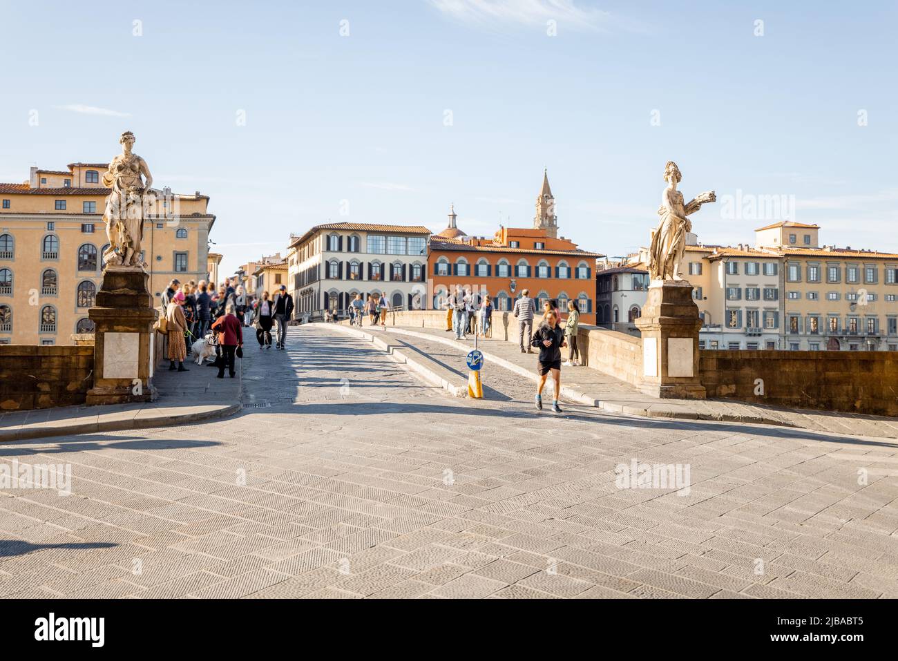 Holy Trinity Bridge and riverside of Arno river in Florence city Stock ...