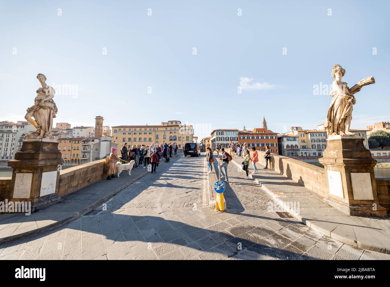 Holy Trinity Bridge and riverside of Arno river in Florence city Stock ...