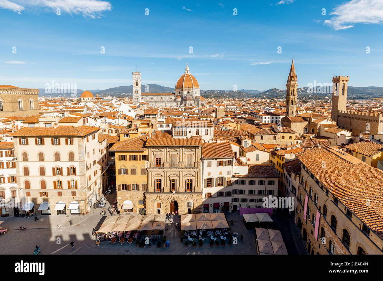 Aerial view on the old town of Florence with famous Duomo cathedral on ...