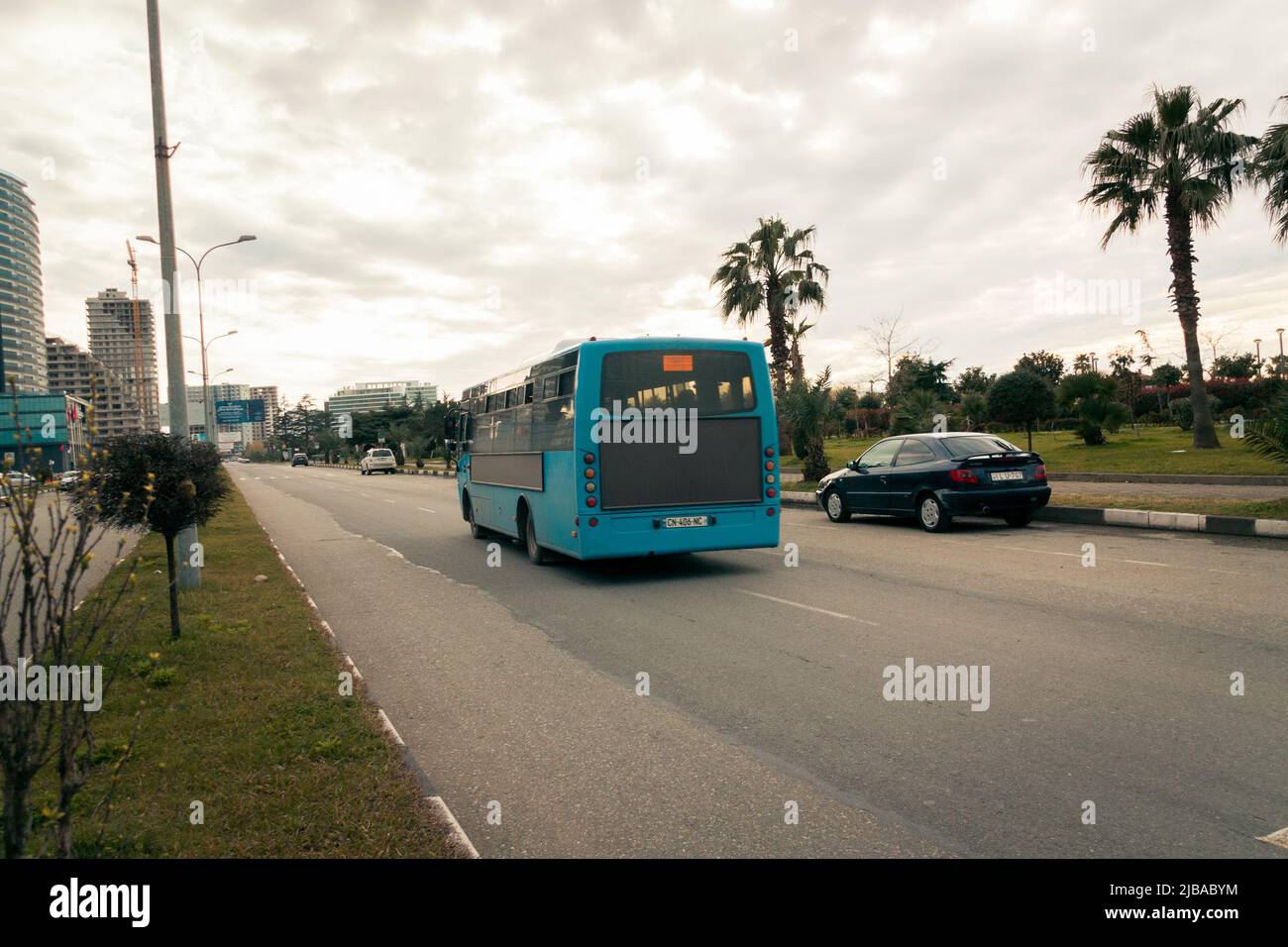 Batumi. Georgia- March 19, 2021: Municipal bus on the streets of Batumi ...