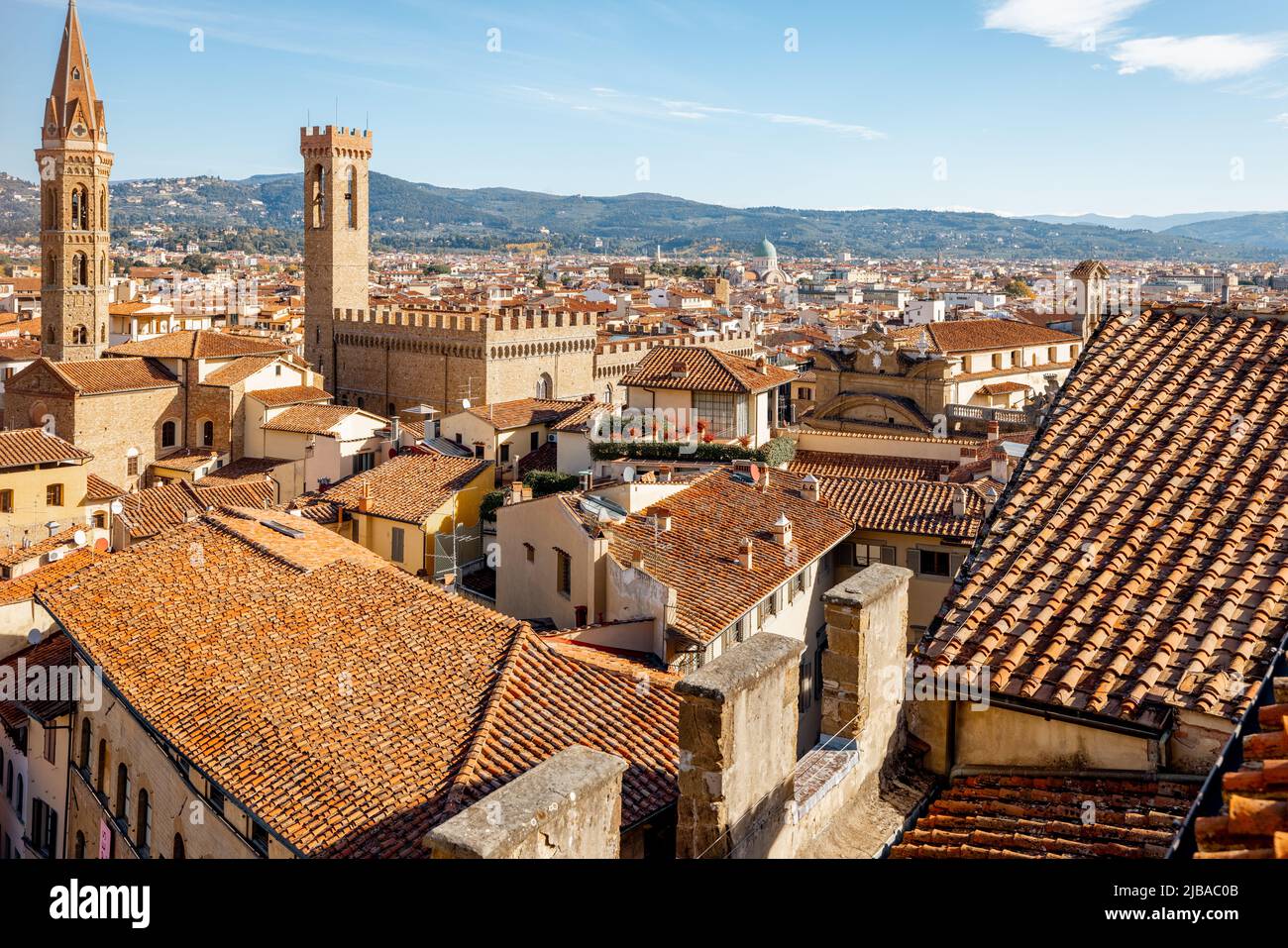 Aerial view on the beautiful rooftops in Florence old town Stock Photo ...