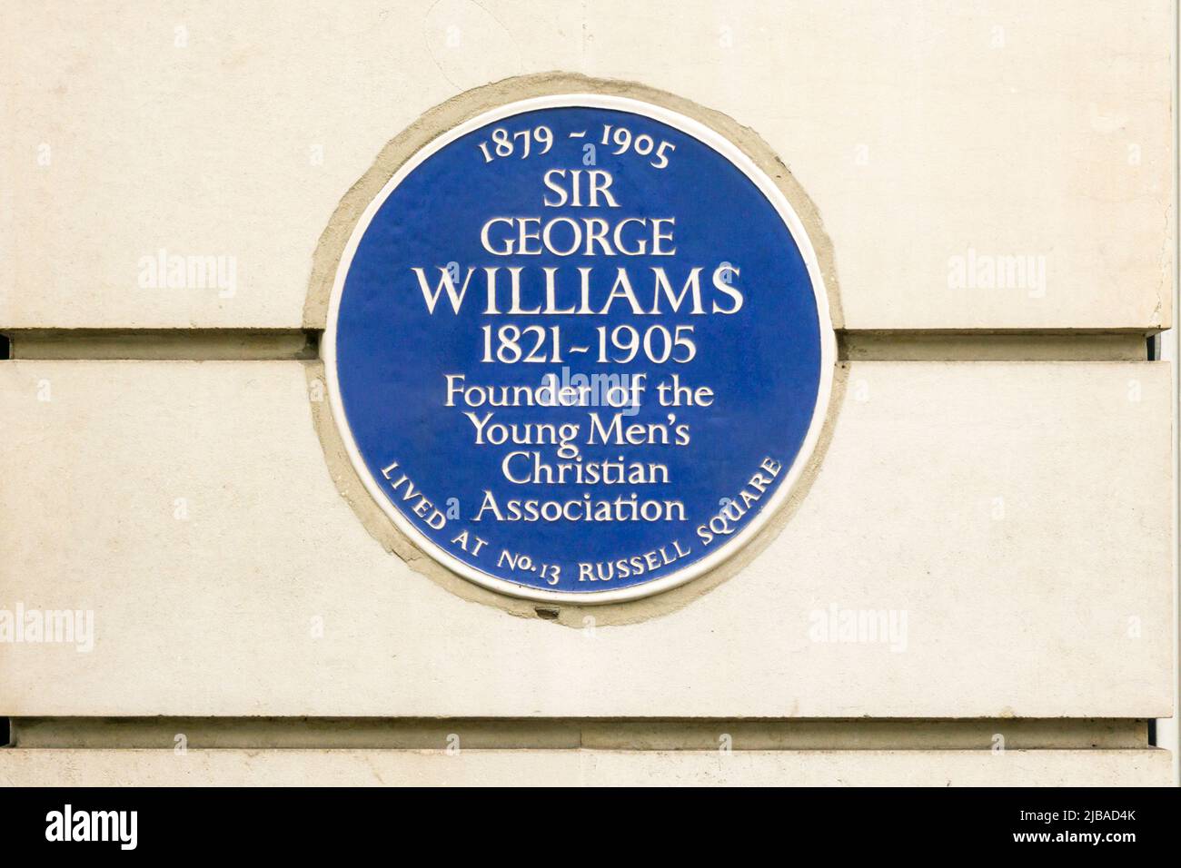 Blue plaque commemorating Sir George Williams, the founder of the YMCA ...