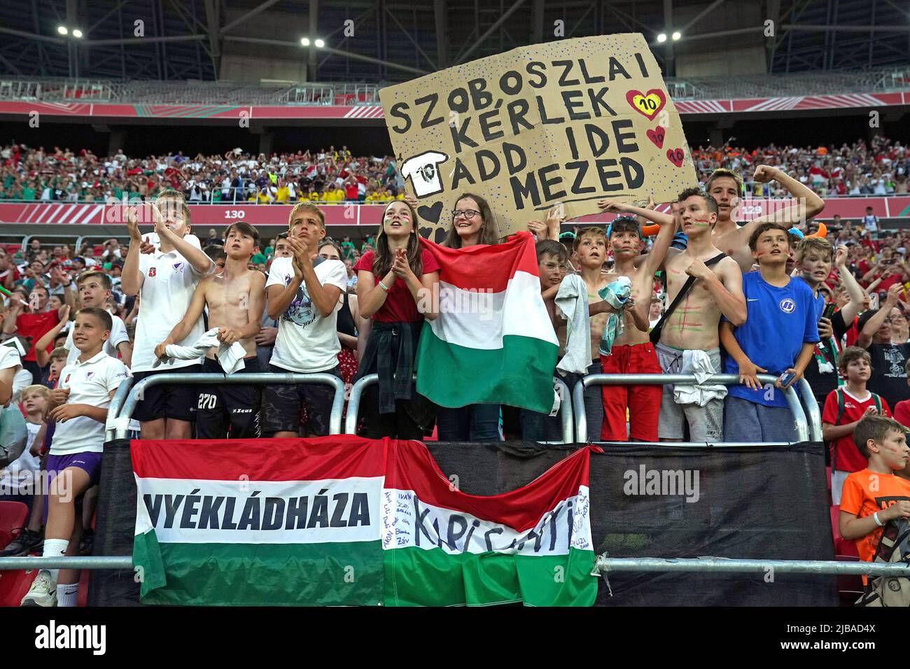 Hungary fans celebrate after the final whistle in the UEFA Nations ...