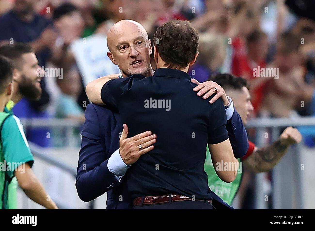 England manager Gareth Southgate greets Hungary manager Marco Rossi ...