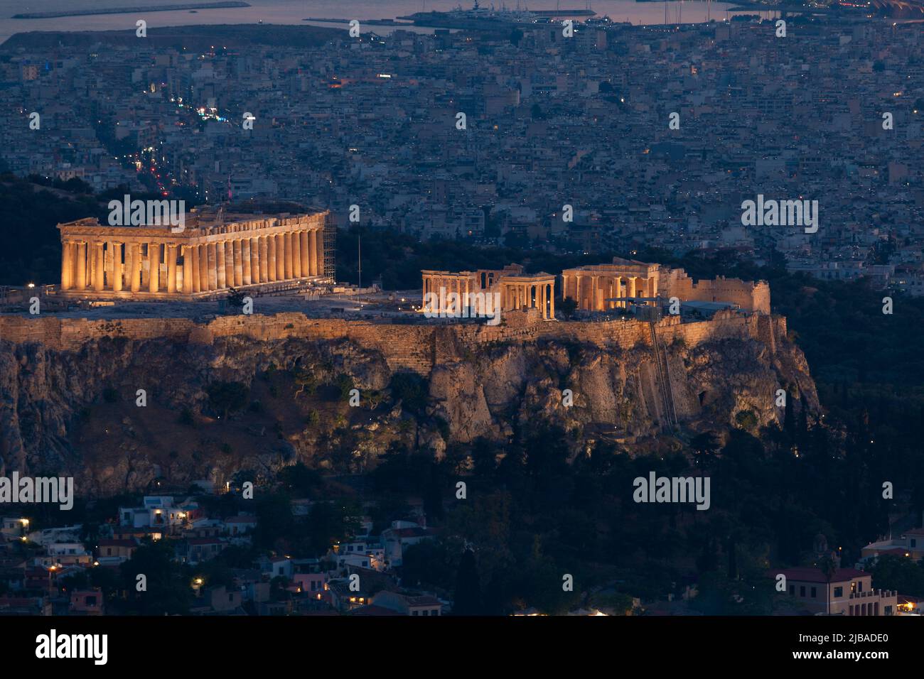 Nightfall in the Acropolis, Athens, Greece Stock Photo - Alamy