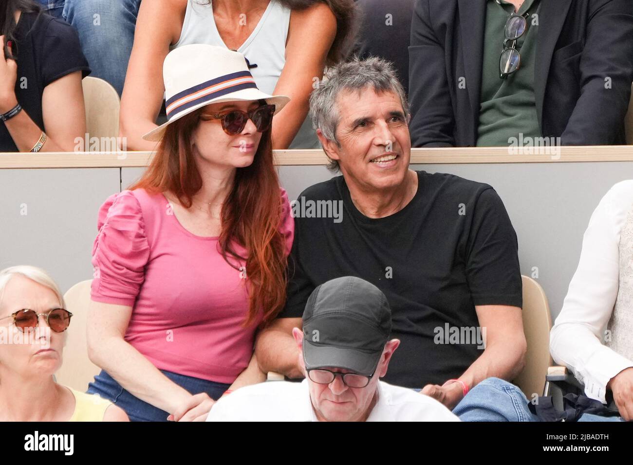 Julien Clerc, Helene Gremillon in the stands during French Open Roland ...