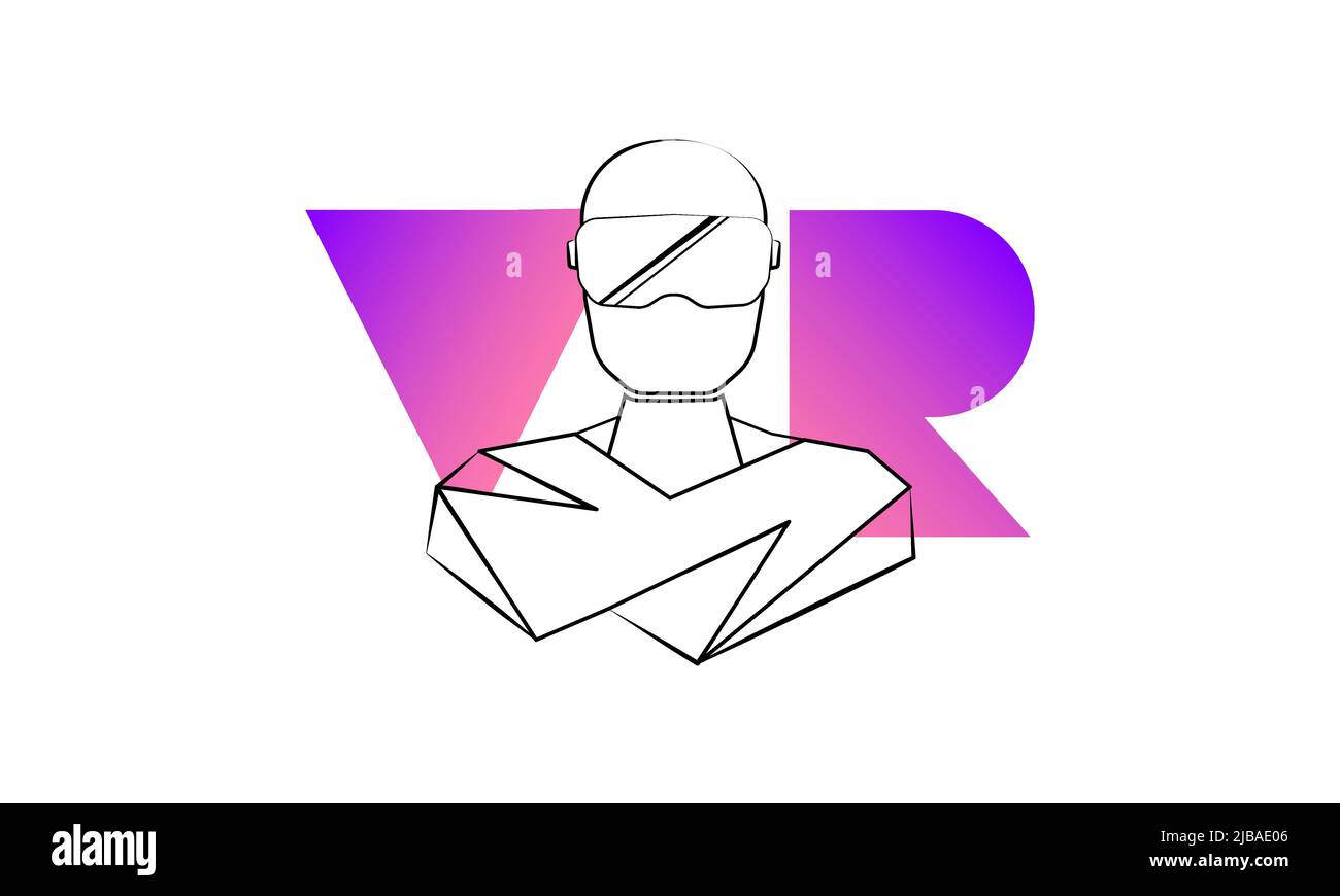 VR banner with face in augmented glasses, Virtual reality, Futuristic ...