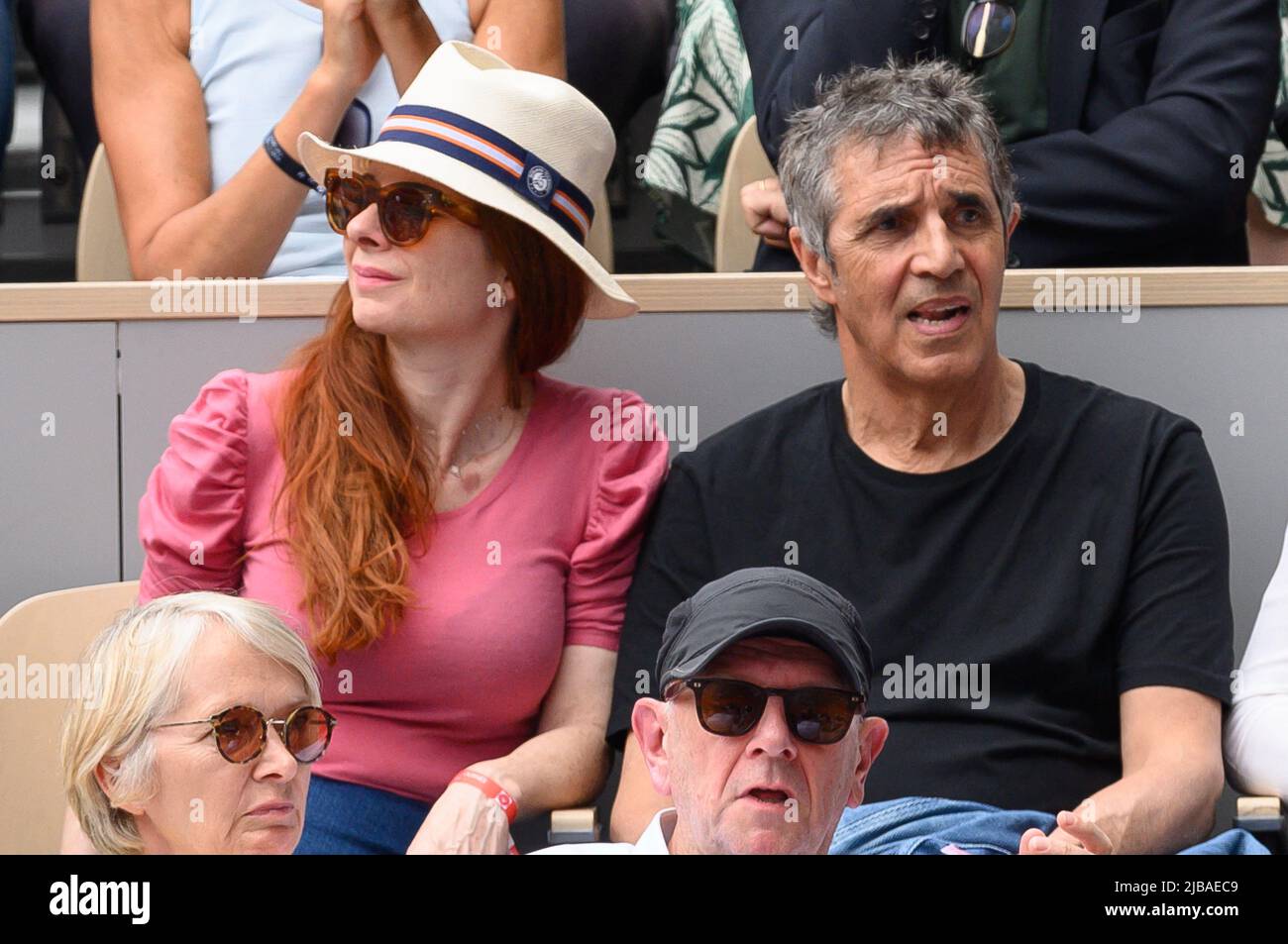 Julien Clerc and Helene Gremillon in the stand during French Open ...