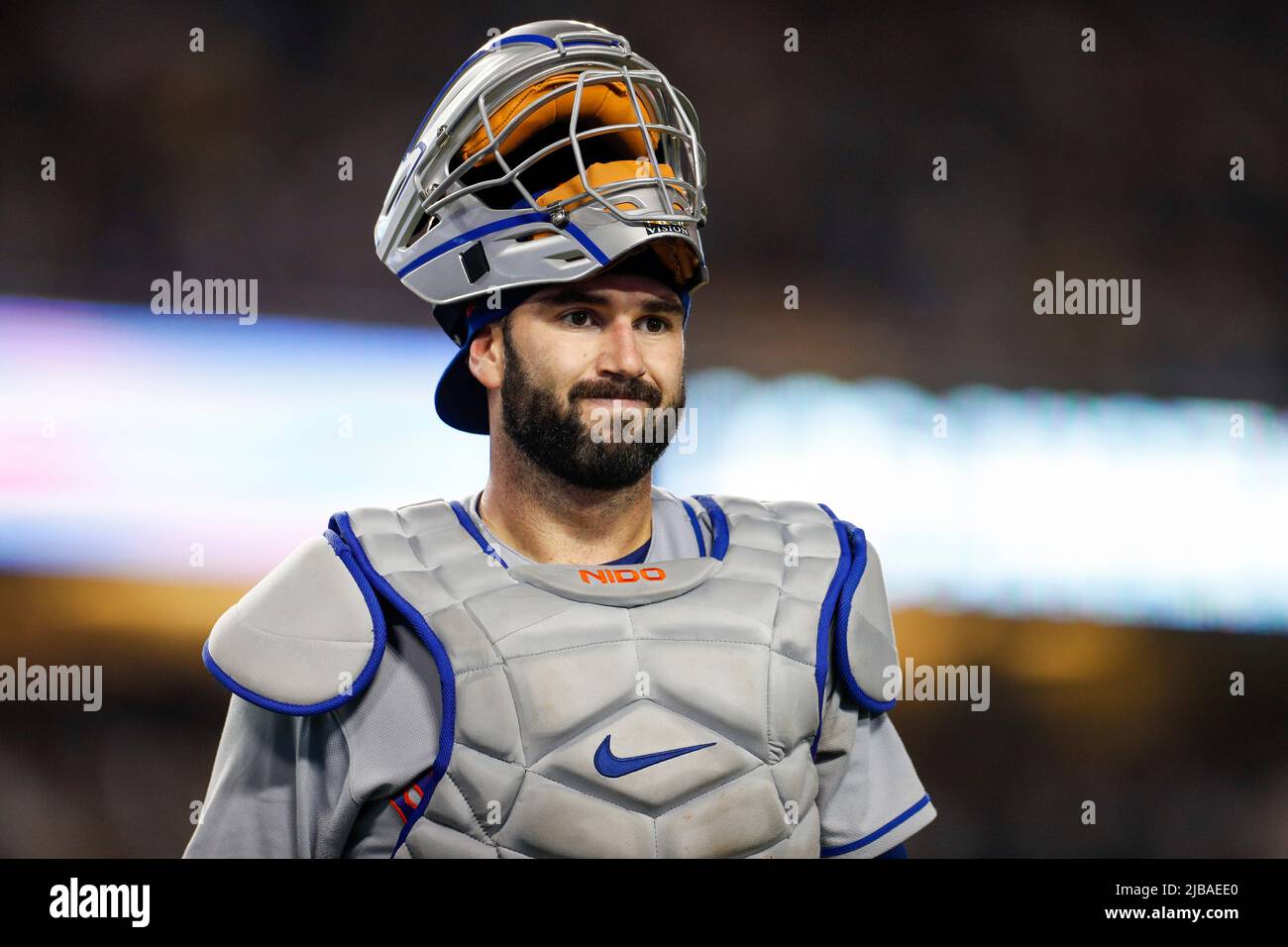 New York Mets catcher Tomas Nido (3) looks on during a MLB regular ...