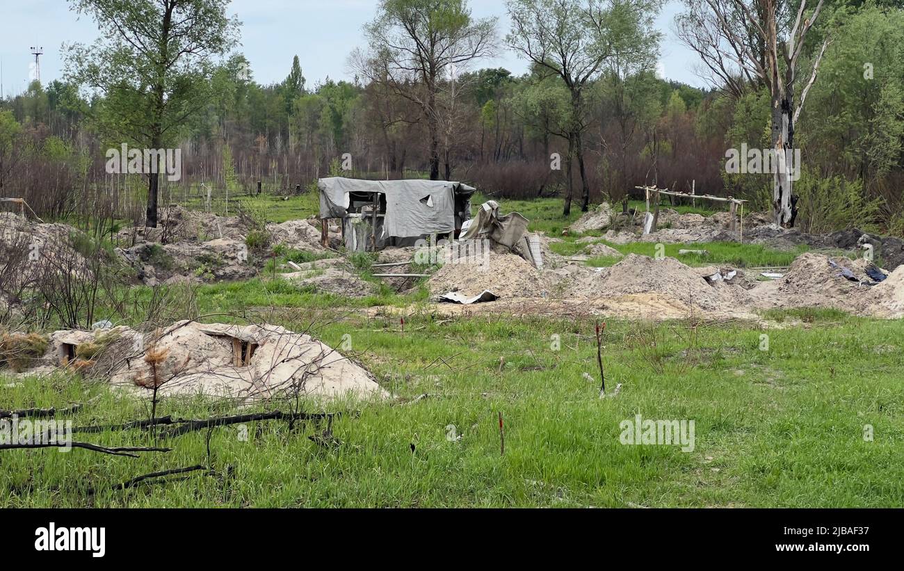 Russian trenches and firing positions made in the highly radioactive ...