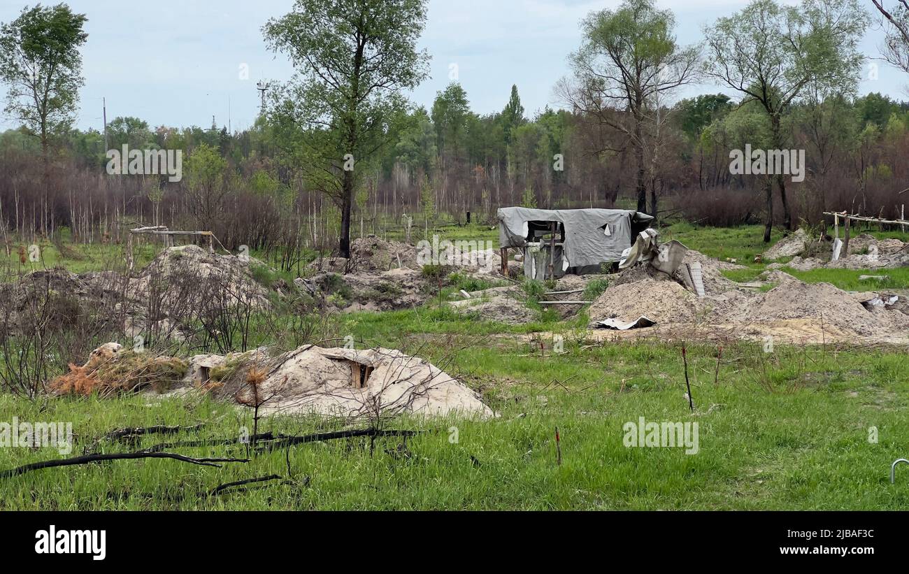 Russian trenches and firing positions made in the highly radioactive ...