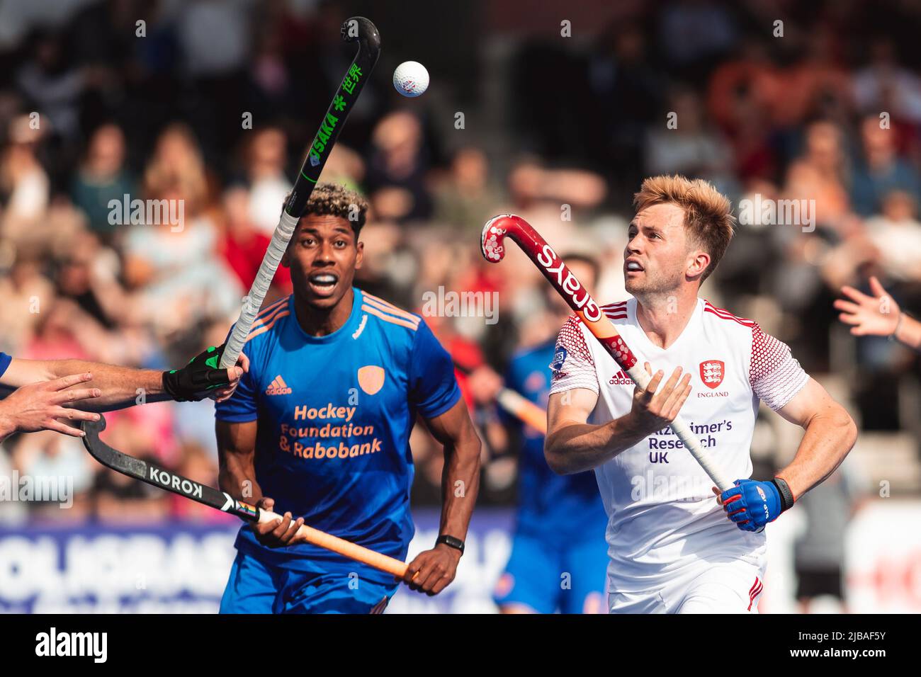 England's Zach Wallace focuses on the ball during the Men's FIH Hockey ...