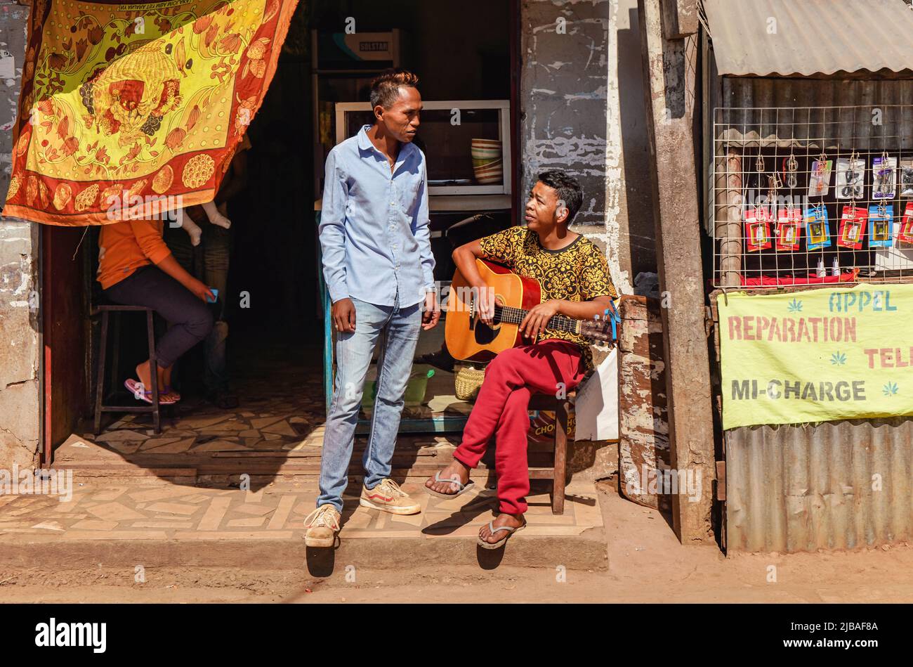 Antananarivo, Madagascar - May 07, 2019: Two unknown Malagasy men ...