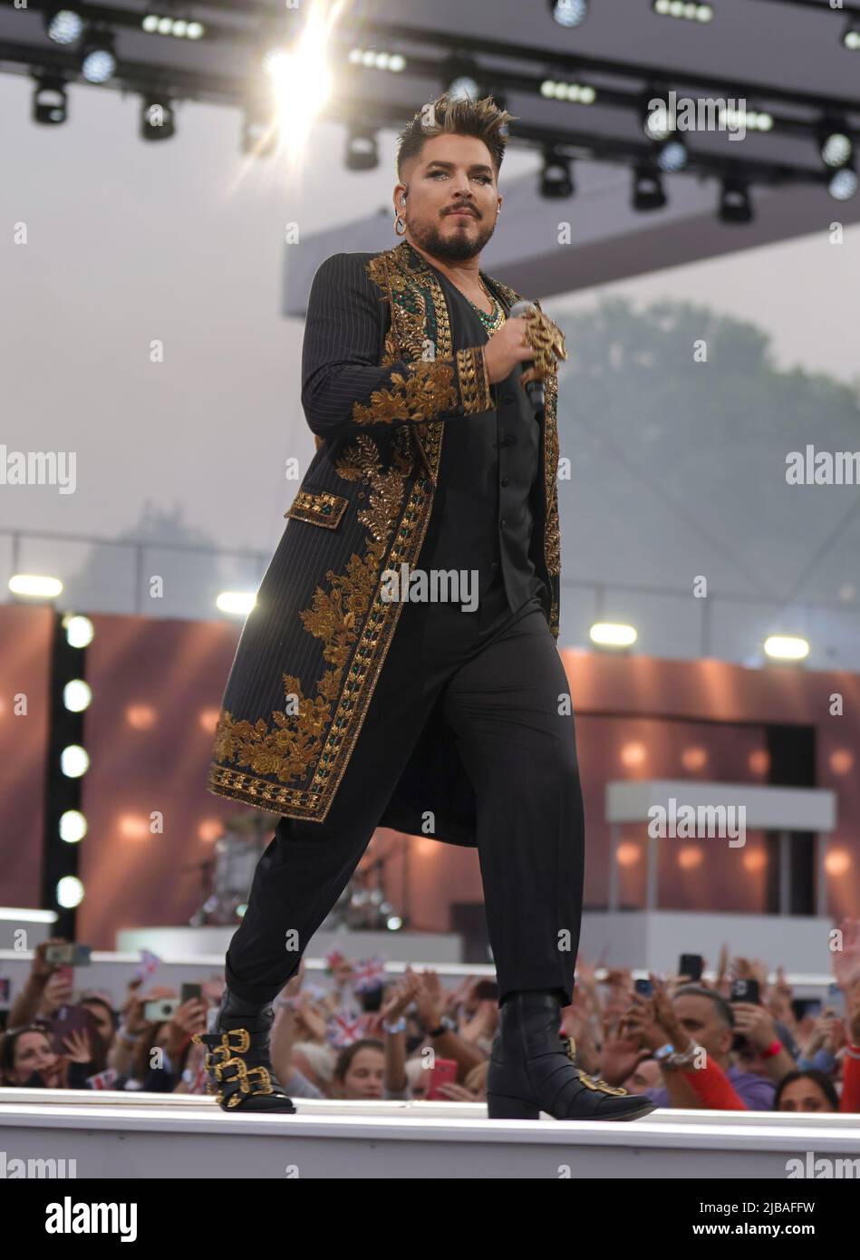 Adam Lambert performing during the Platinum Party at the Palace staged ...