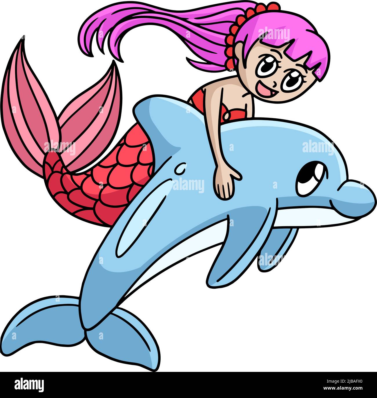 Cute girl riding dolphin Stock Vector Images - Alamy