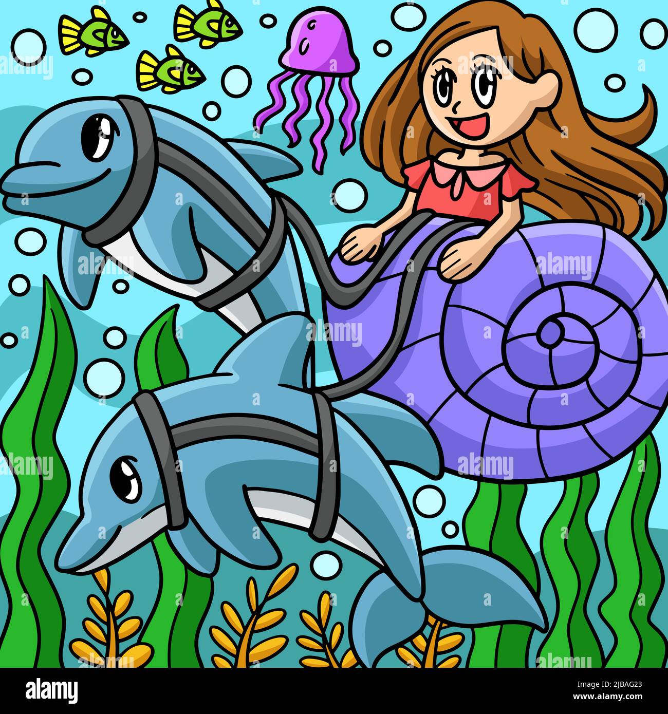 Cute girl riding dolphin hi-res stock photography and images - Alamy