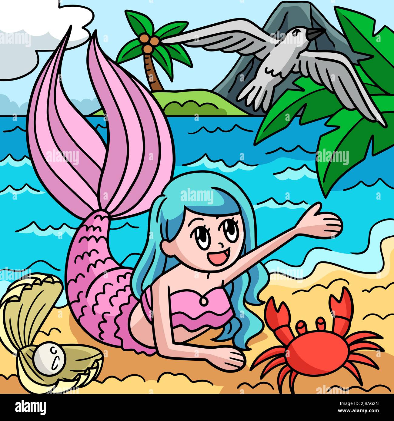 Cute girl on the beach Stock Vector Images - Alamy