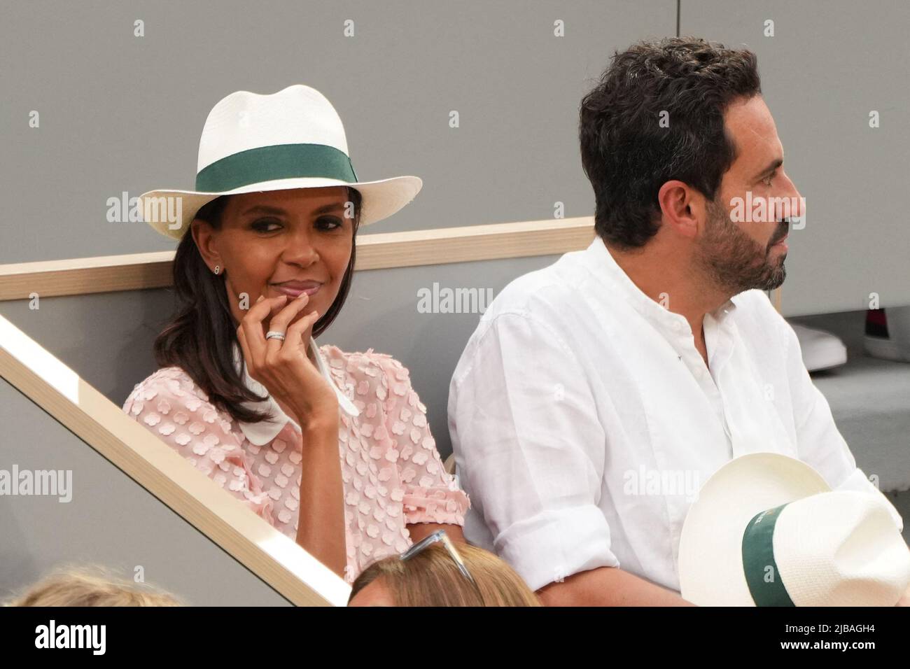 Karine Le Marchand in the stands during French Open Roland Garros 2022 ...