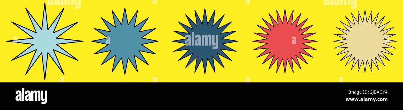 Simple star like shapes - circles with zig zag edge, various depth ...