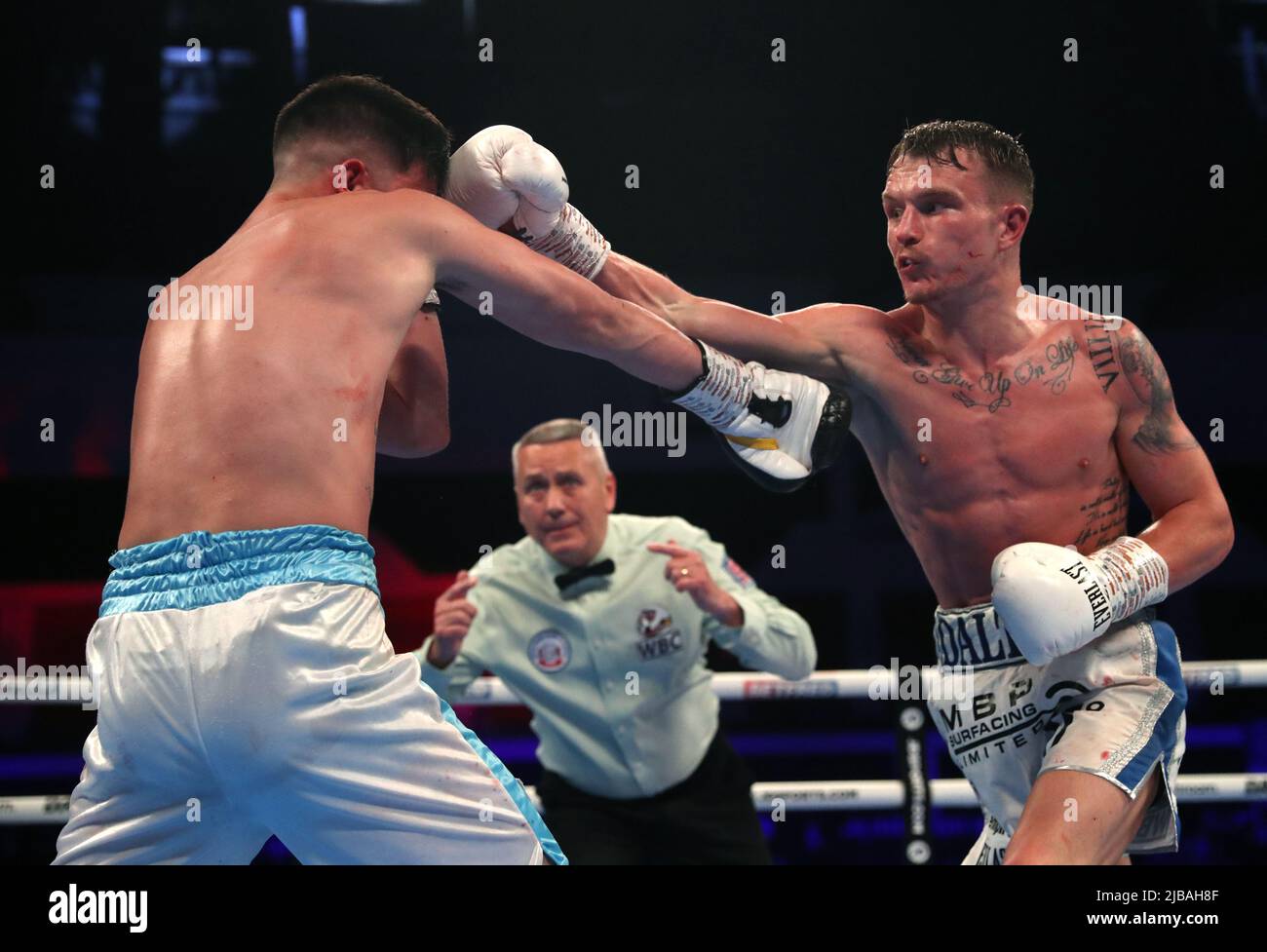 Mauro Perouene (left) and Dalton Smith in the World Boxing Council ...