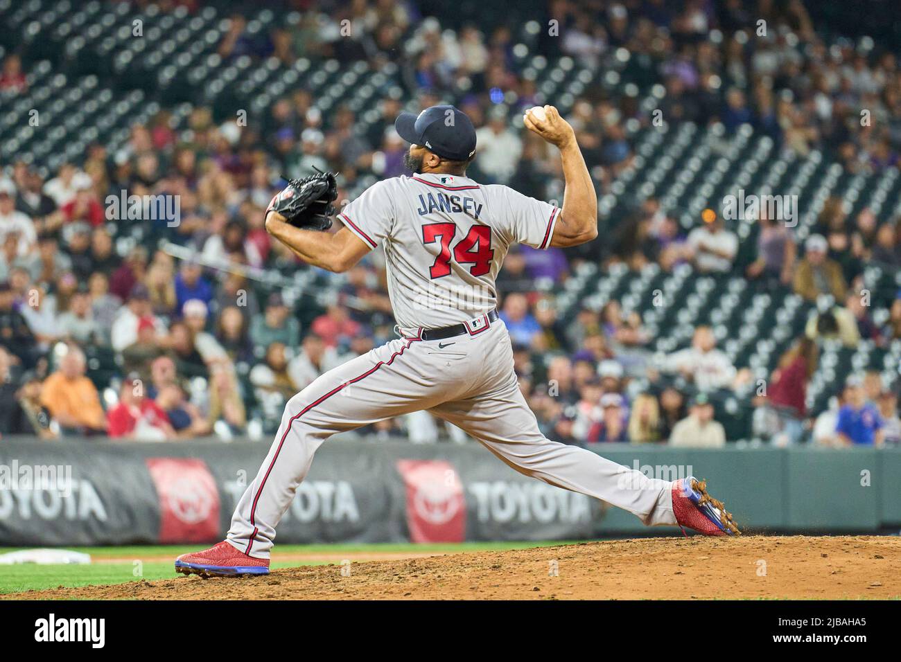 Denver CO, USA. 3rd June, 2022. Atlanta pitcher Kenley Jansen (74 ...